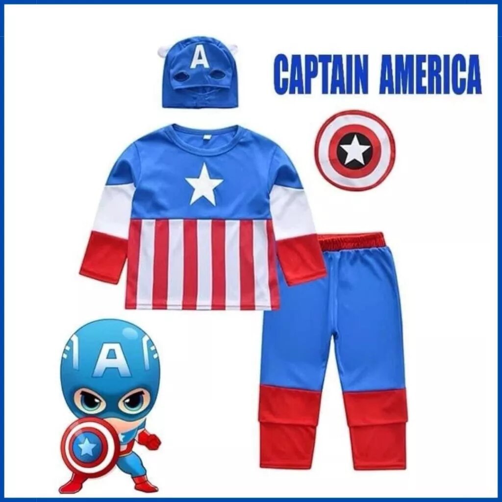 Avengers Captain America Costume for Kids (Ages 1-7)Superhero Fancy ...