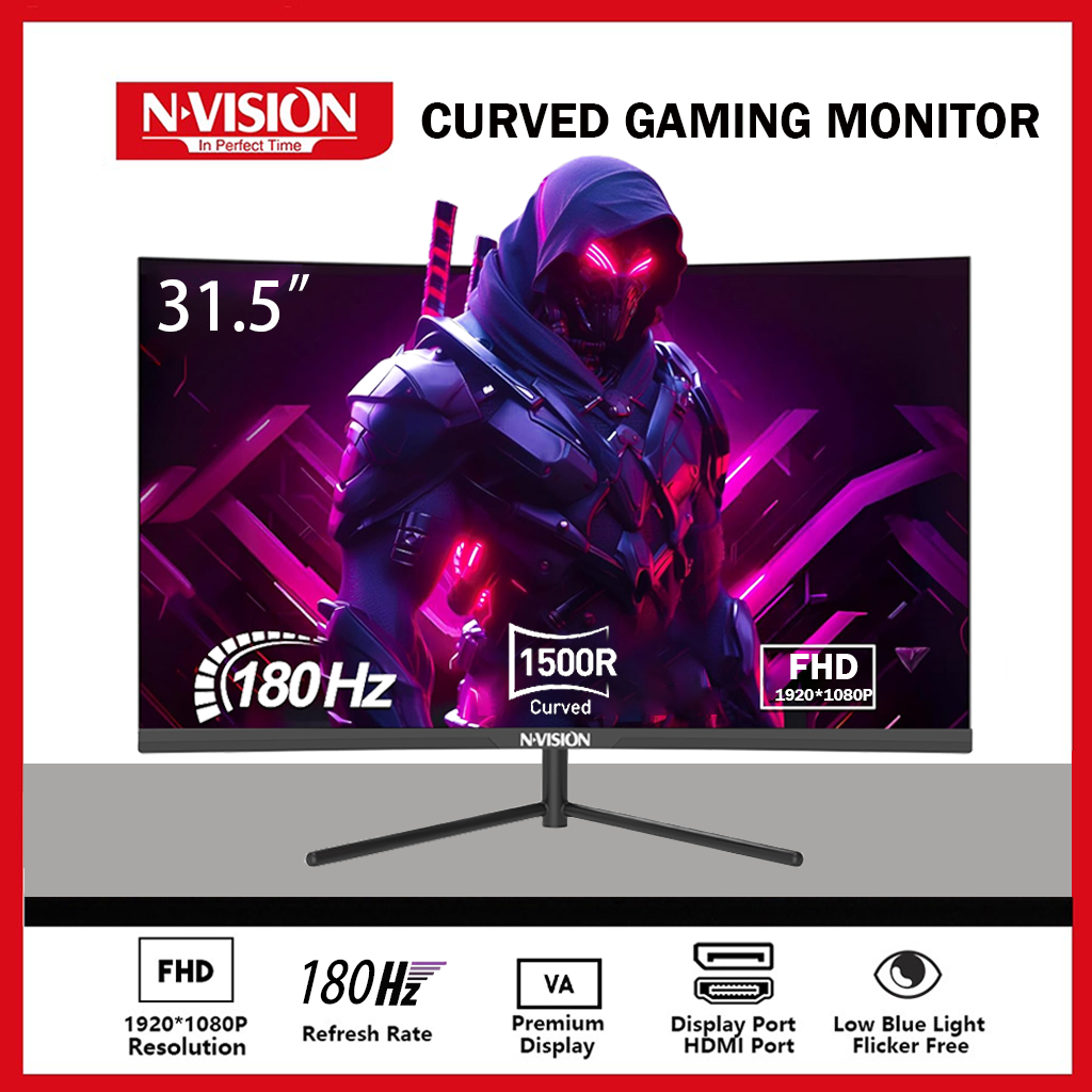 Nvision 27''/ 31.5'' Curved Gaming Monitor 180HZ FHD 1500R 1Ms Gaming ...