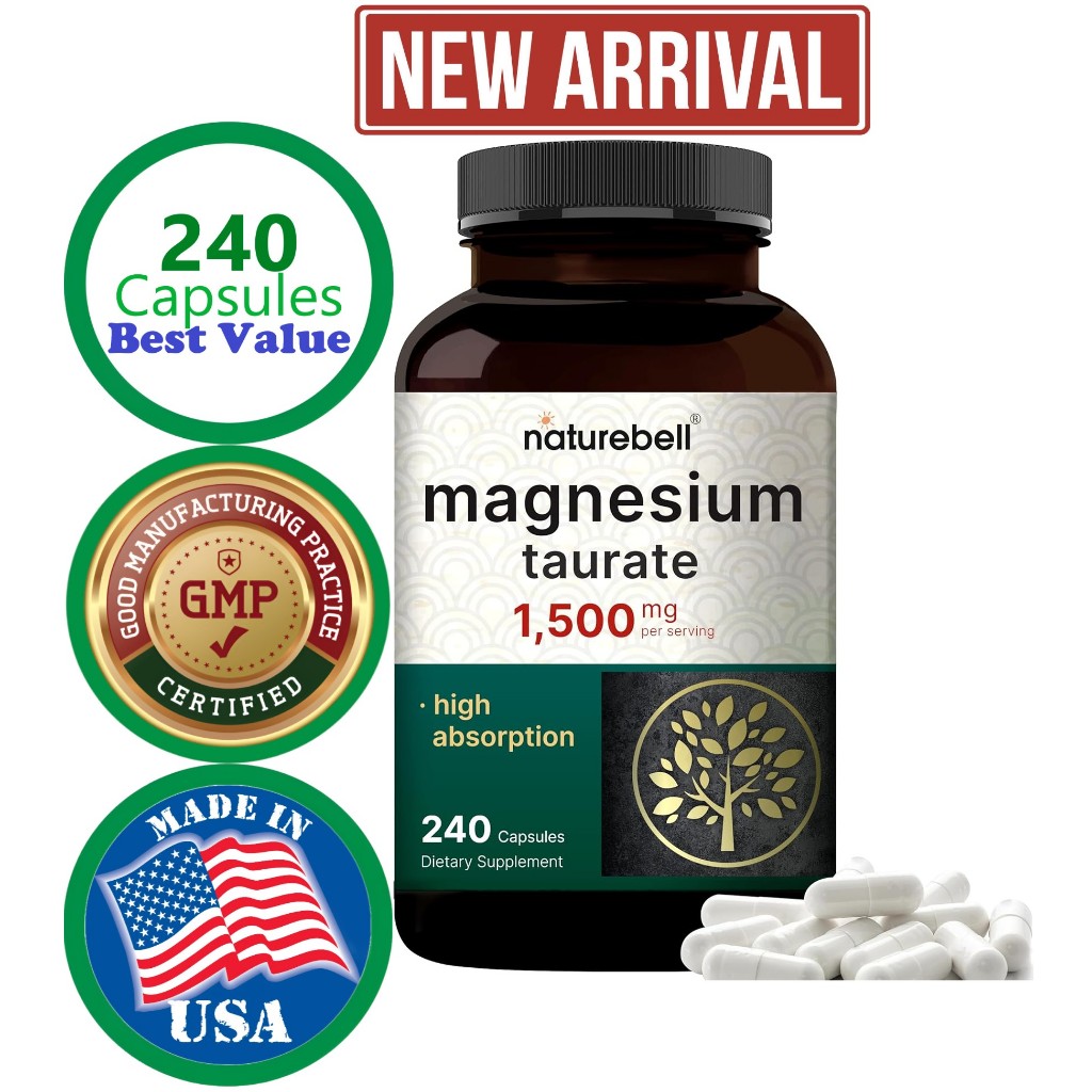 240 Caps Real Magnesium Taurate 1,500mg Doctor's Recommended Max ...