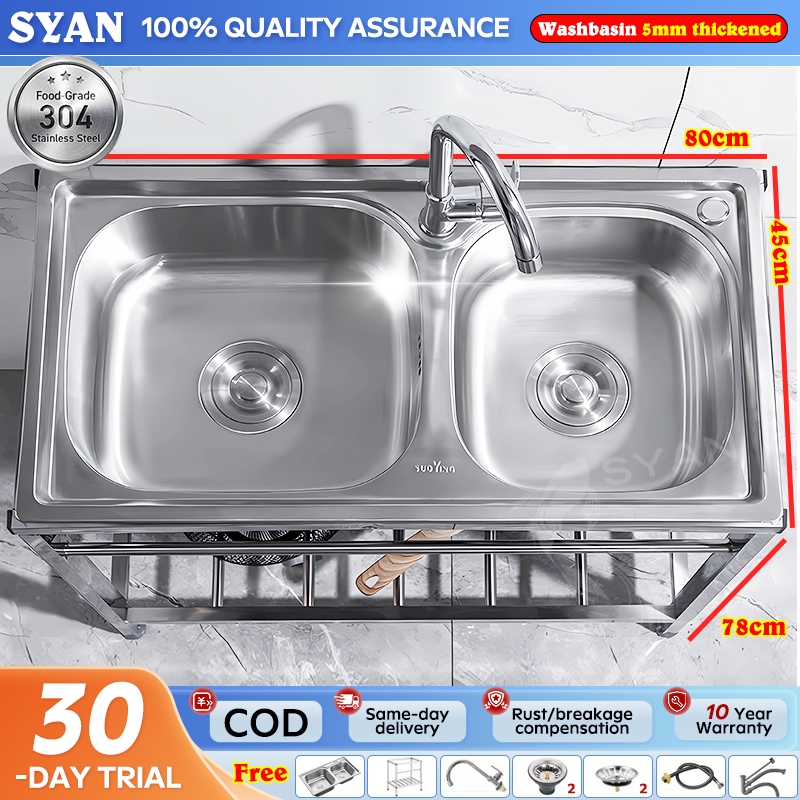 lababo kitchen sink Set Double Sink 304 Stainless Steel Sink 80*45CM ...