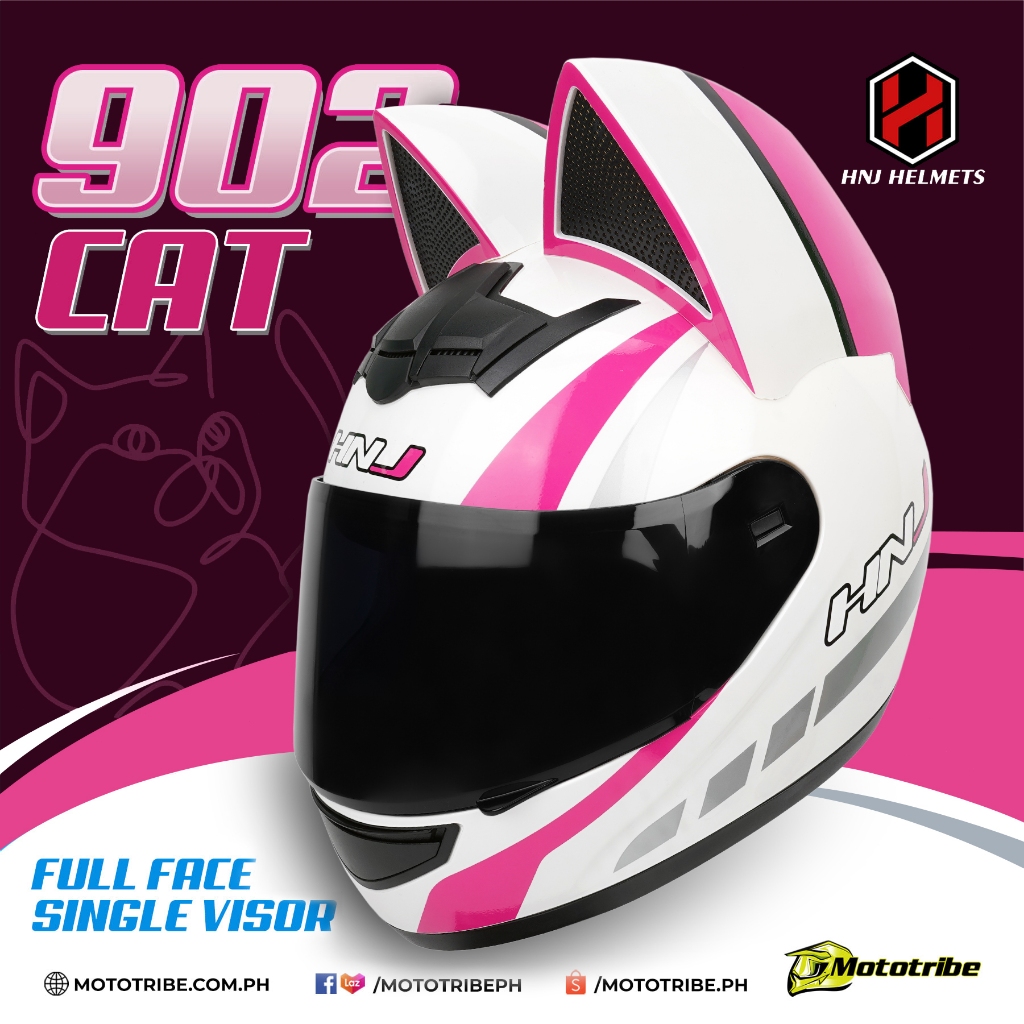 ICC HNJ 902 CAT Helmet Full Face Helmet for Motorcycle Cute Helmet For ...