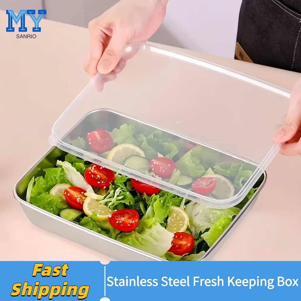 304 Stainless Steel Food Container with Cover Japanese Style Tray Food ...