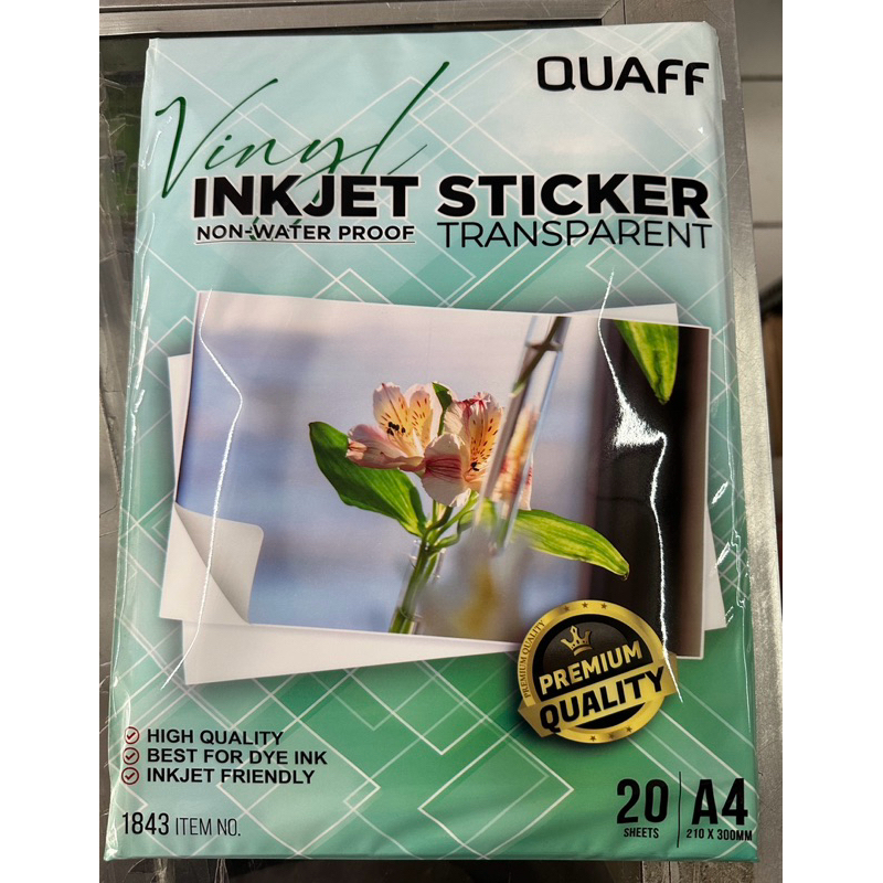 Quaff A4 Vinyl Inkjet Sticker Matte/Transparent/Glossy | Shopee Malaysia