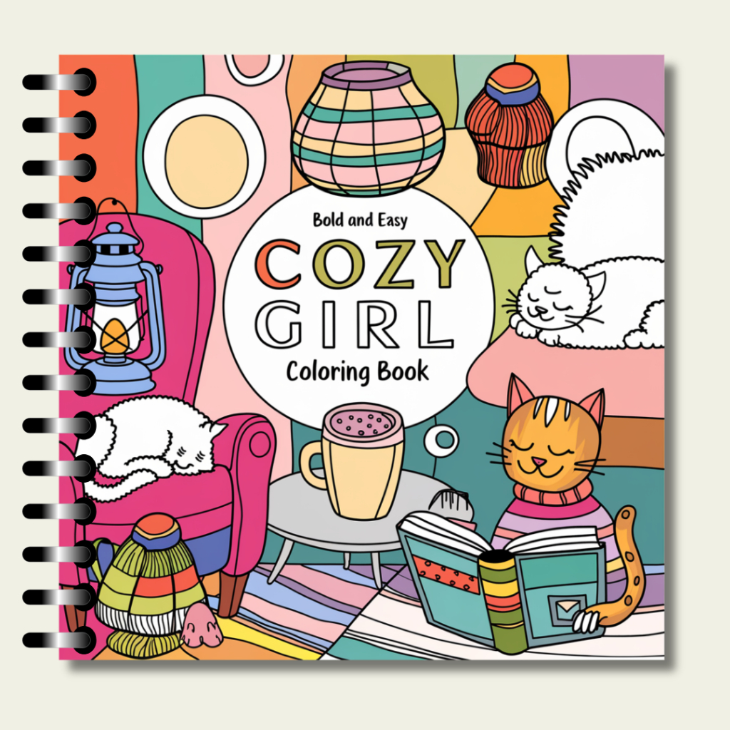Cozy Girl Coloring Book Bold and Easy Kids Coloring Book Adult Coloring ...