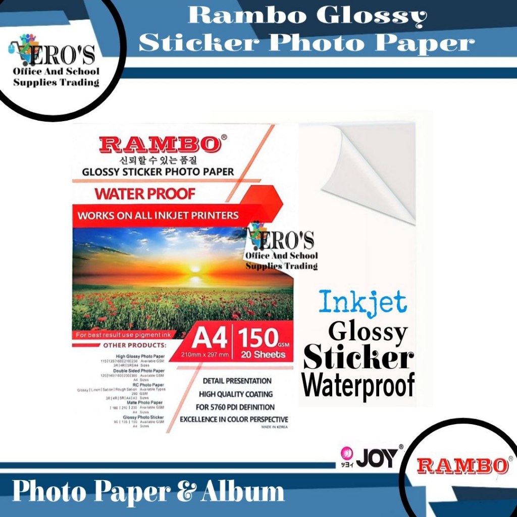 Rambo Glossy Sticker Photo Paper 20 sheets per pack | Shopee Malaysia