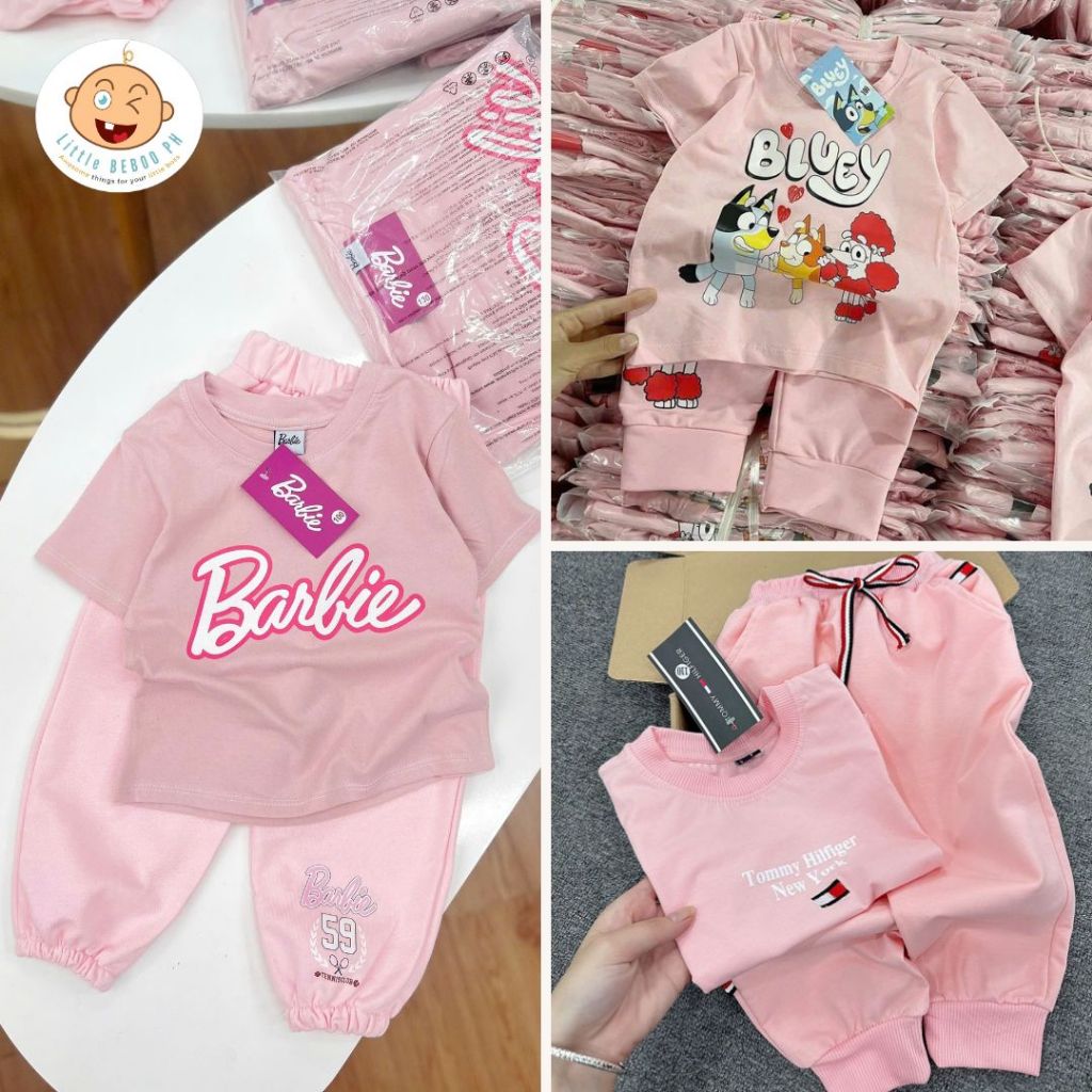 Girls Character Printed T-shirt and Jogger Terno Kids Jogging Pants Set ...