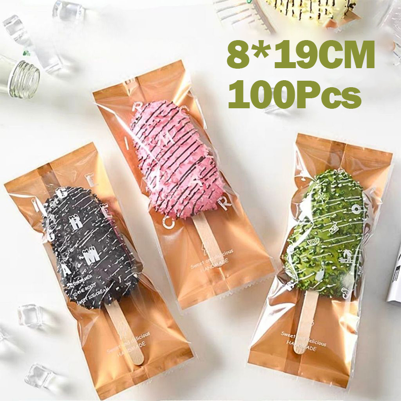 100Pcs 8*19cm Graham Bar packaging wrapper Pastry Plastic Bag Heat Seal ...