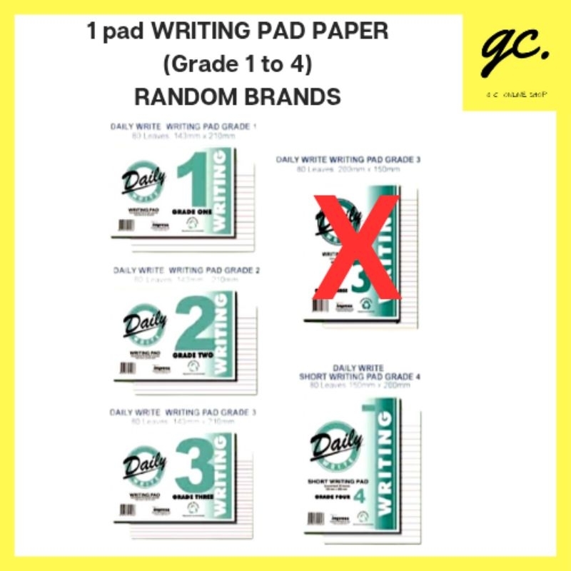 Grade 1, 2, 3, 4 Writing Pad Paper (1 pad) | Shopee Malaysia