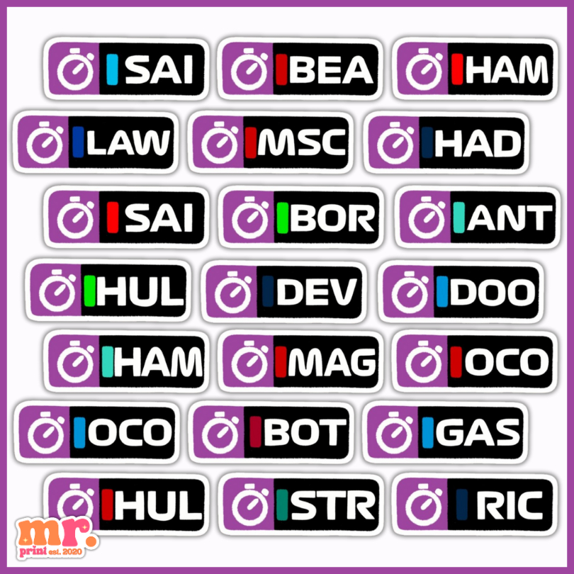F1 FASTEST LAP DRIVER NAME STICKERS FORMULA ONE WATERPROOF STICKERS ...
