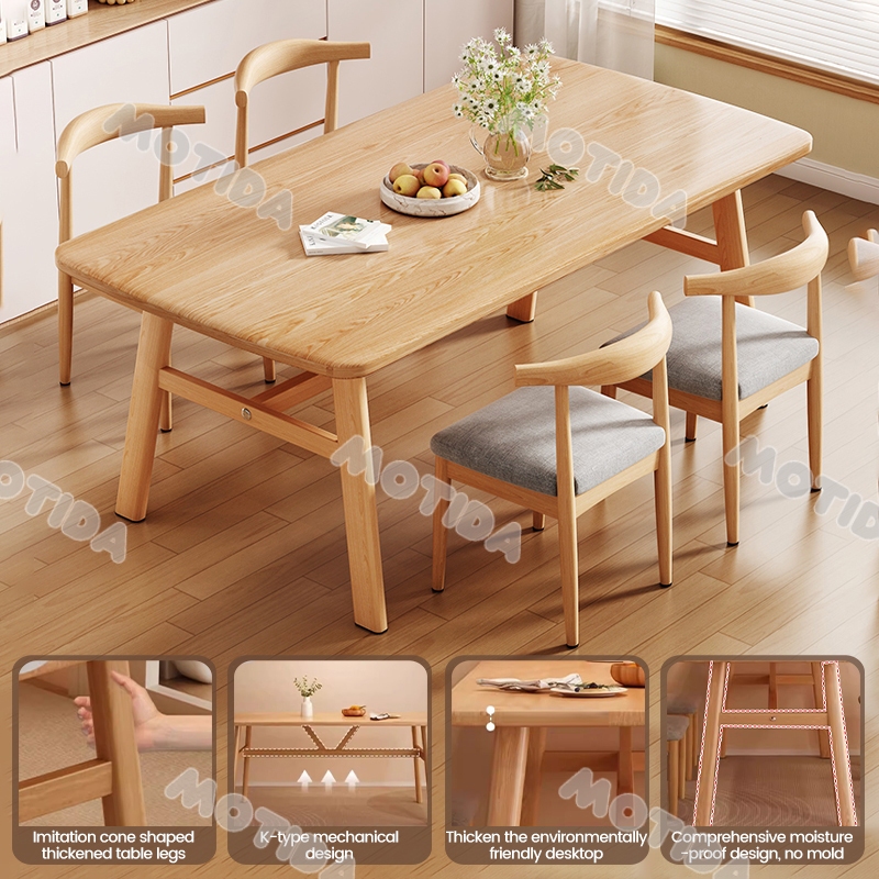 Nordic Solid Wood Dining Table And Chair Set Dining Desk Table set 4/6 ...