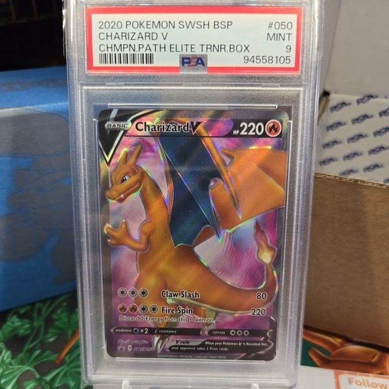 PSA 9 Charizard V SWSH050 - Champion’s Path Elite Trainer Box - Pokemon ...