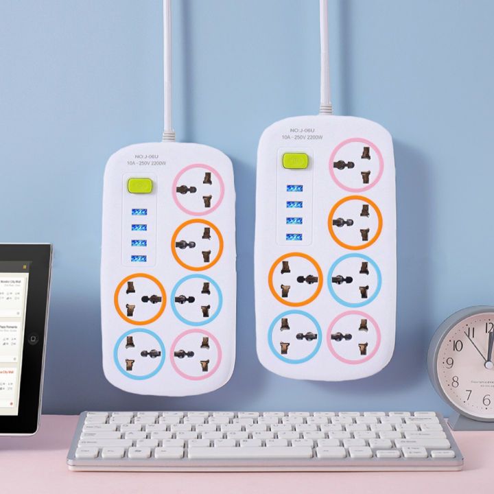 Power Socket Extension Socket Cable Moveable Multi Function Socket With 6 Socket And 4 Usb Port