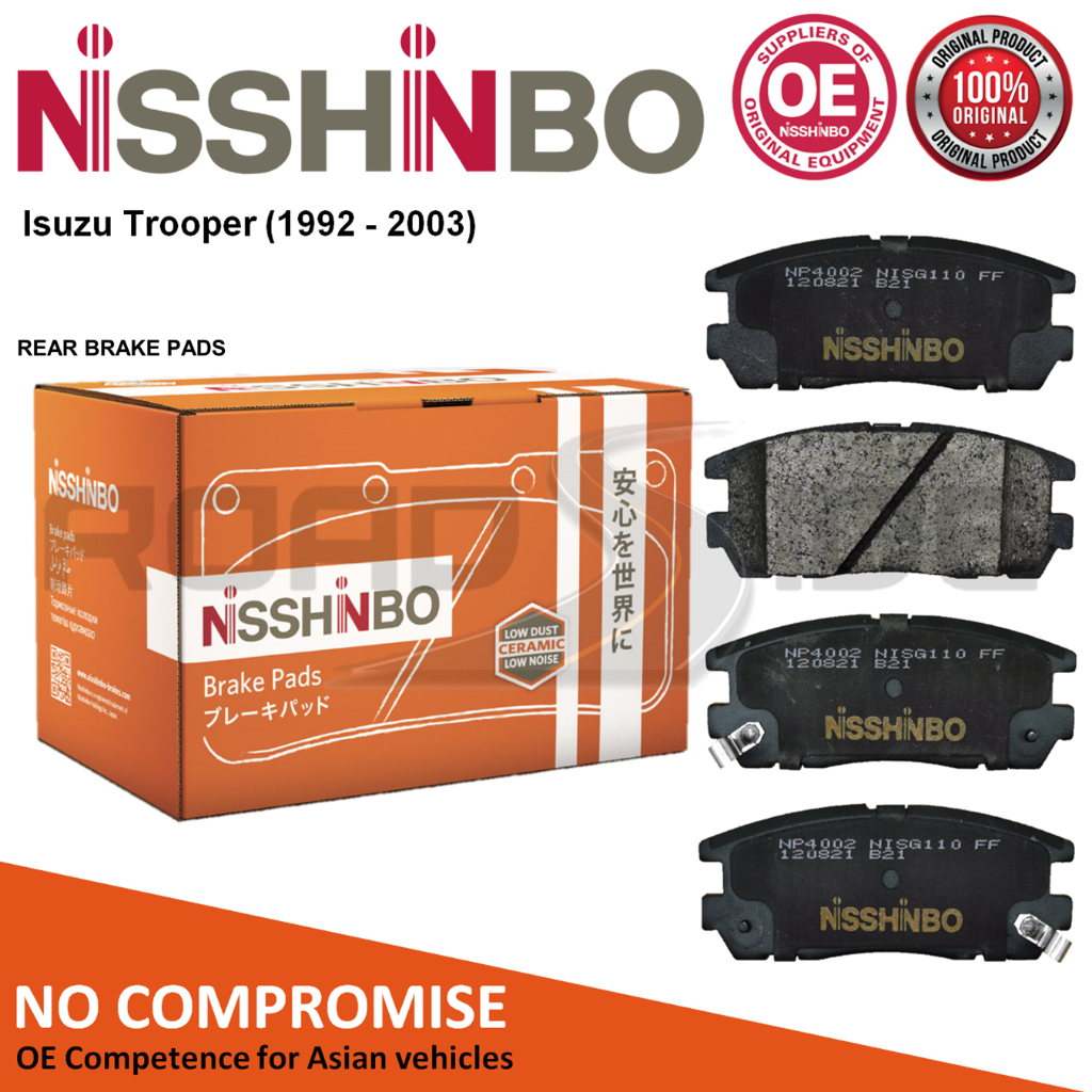 NISSHINBO Rear Brake Pads with SHIMS for Isuzu Trooper (1992 - 2003 ...