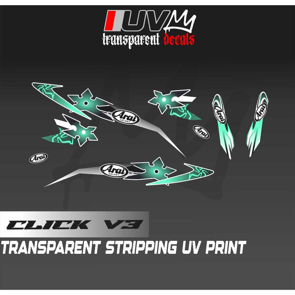 HONDA CLICK V3 125 UV TRANSPARENT ARAI DESIGN DECALS | Shopee Malaysia