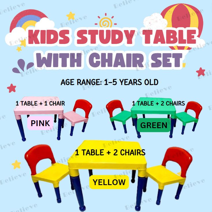 Study table with 2 chairs set for kids dining table for child table and ...