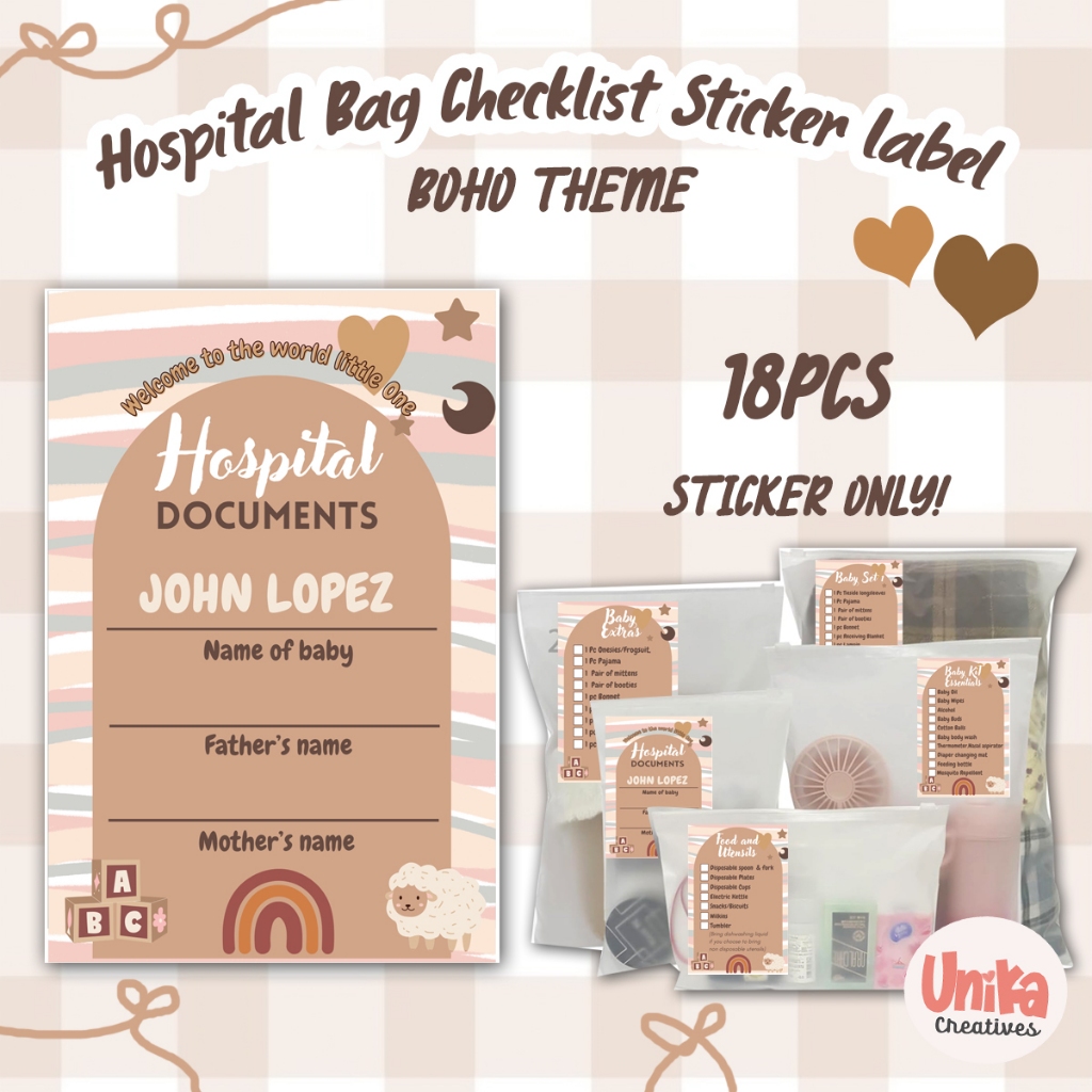 Hospital Bag Checklist Sticker Label Set | Shopee Malaysia