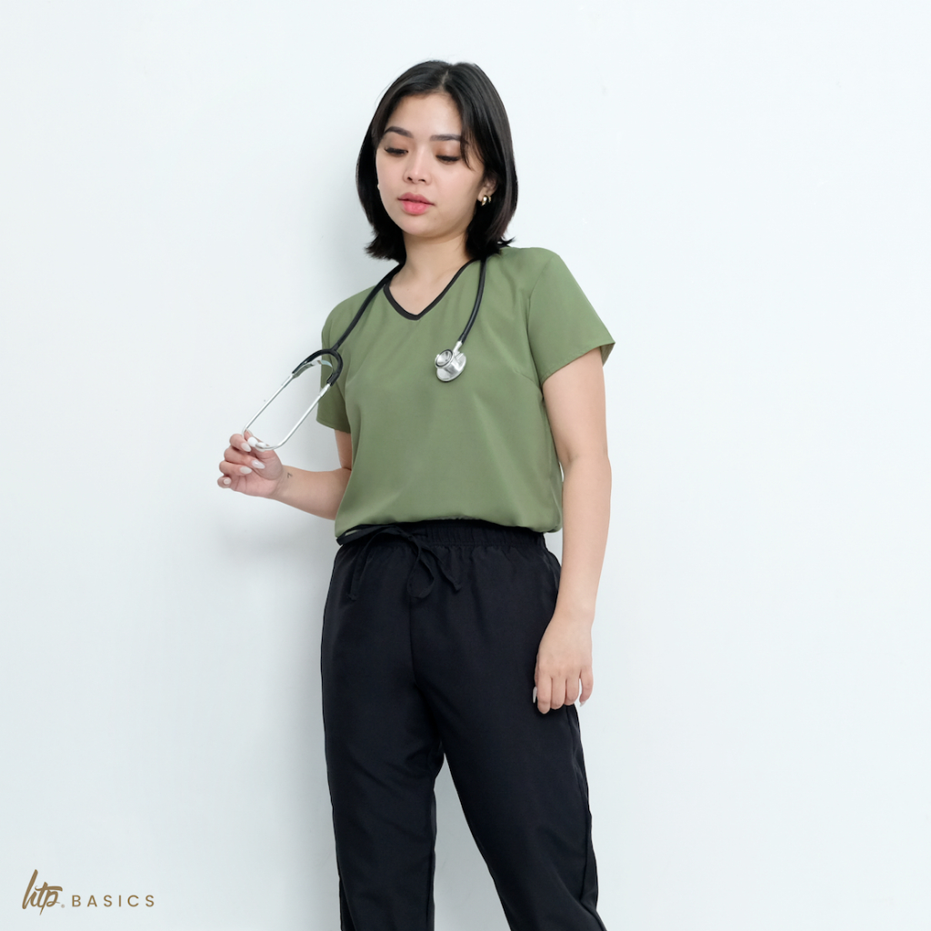 HTP Basics Women's Scrub Suit with Black Bias | Shopee Malaysia
