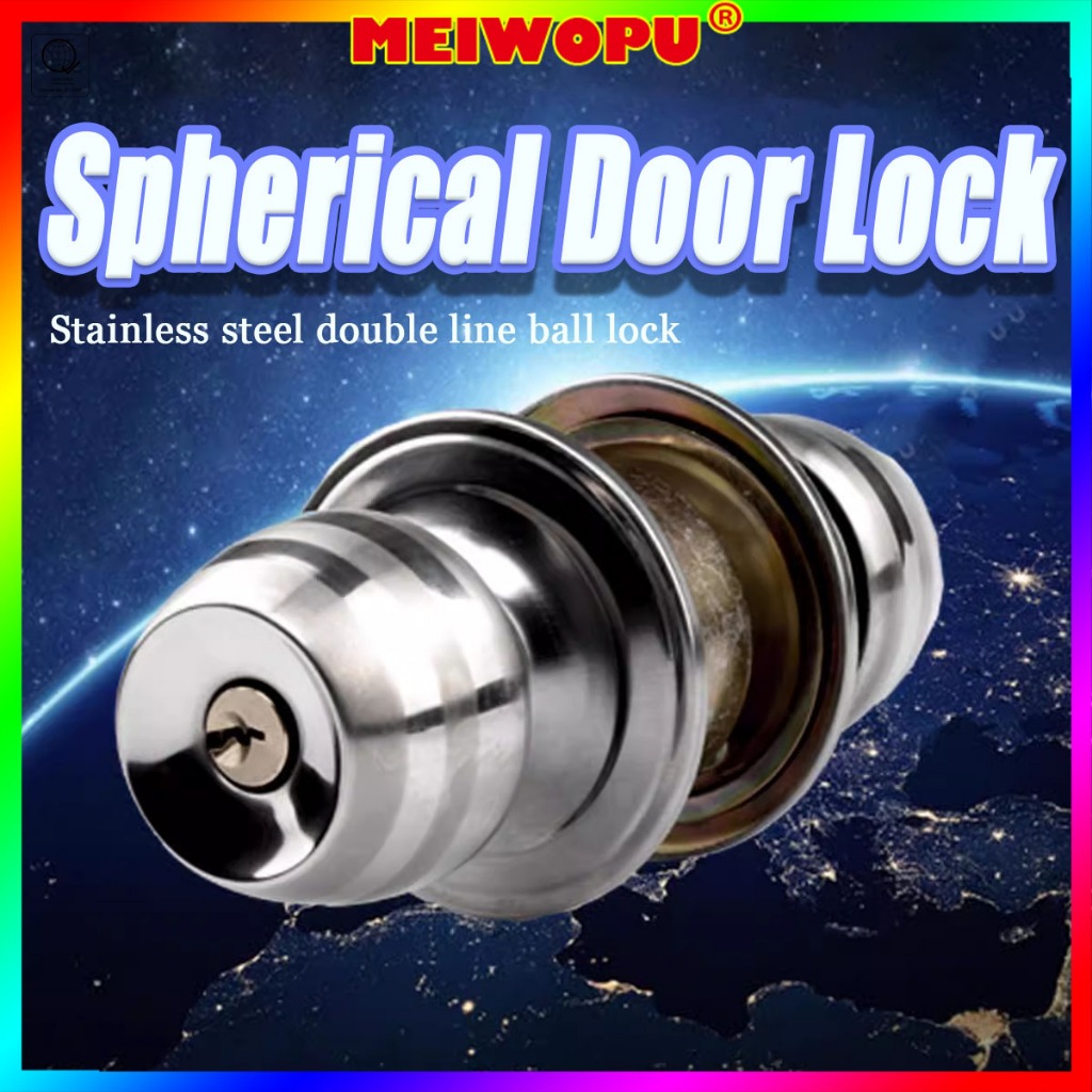 Spherical Door Lock Bathroom Gold And Silver With Double Tongue 60mm ...