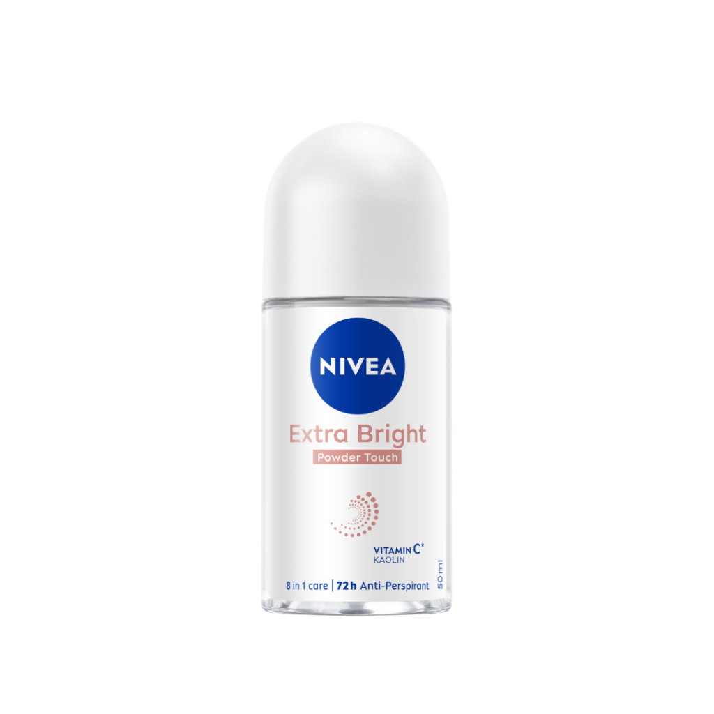 NIVEA Deodorant Extra Bright Powder Touch Anti-Perspirant Roll-On 50ml ...