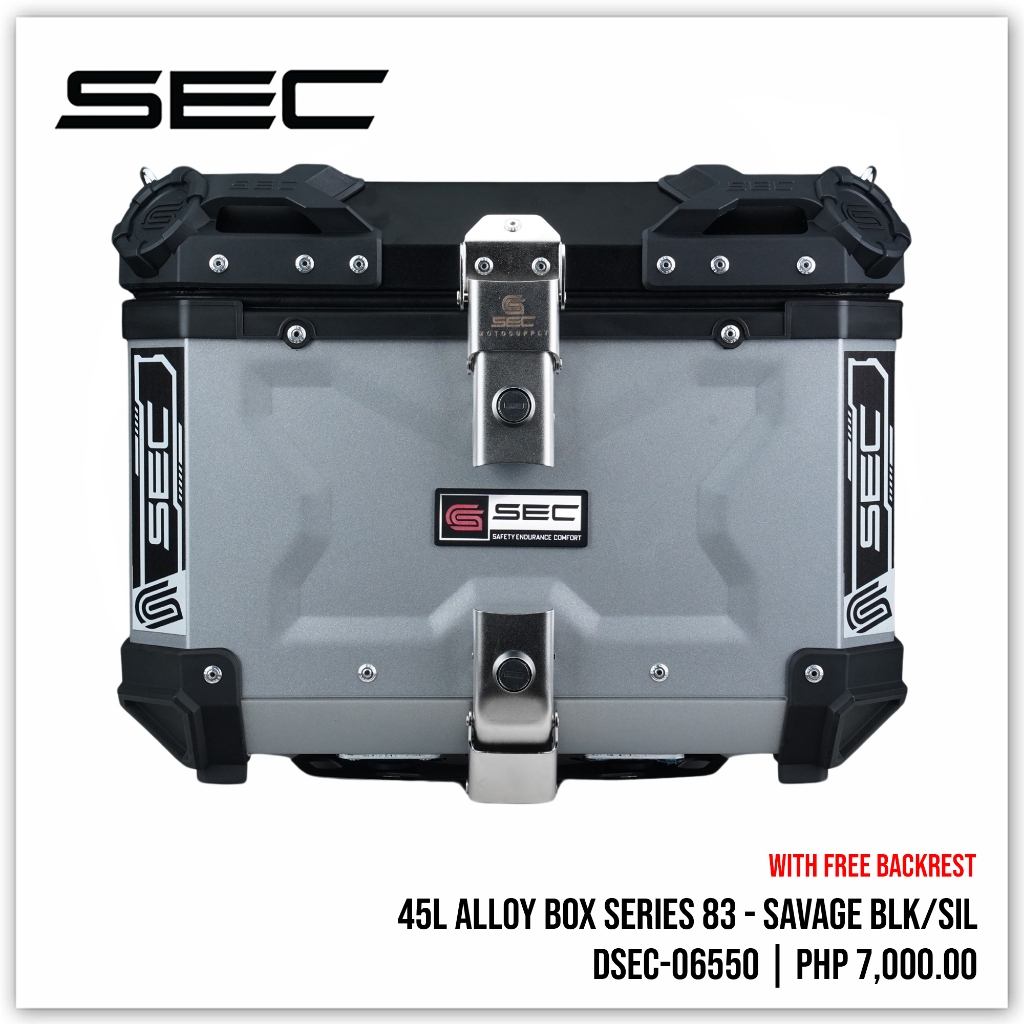 SEC Topbox 45 Liters Top Box for Motorcycle 45L Alloy Box Series 83 ...