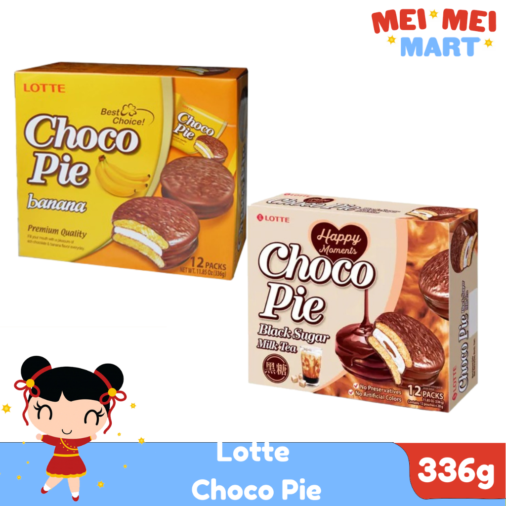 Lotte Choco Pie Banana Choco Pie Brown Sugar Milk Tea Biscuit 336g ...