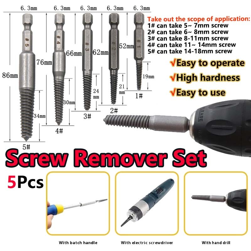 Broken Bolt Extractor Screw Remover Set Bolt Removal Tool Hexagonal ...