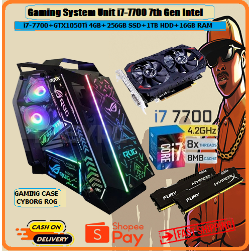 Gaming system unit i7-7700 Intel 7th Gen 16GB RAM DDR4+GTX1050Ti 4GB ...