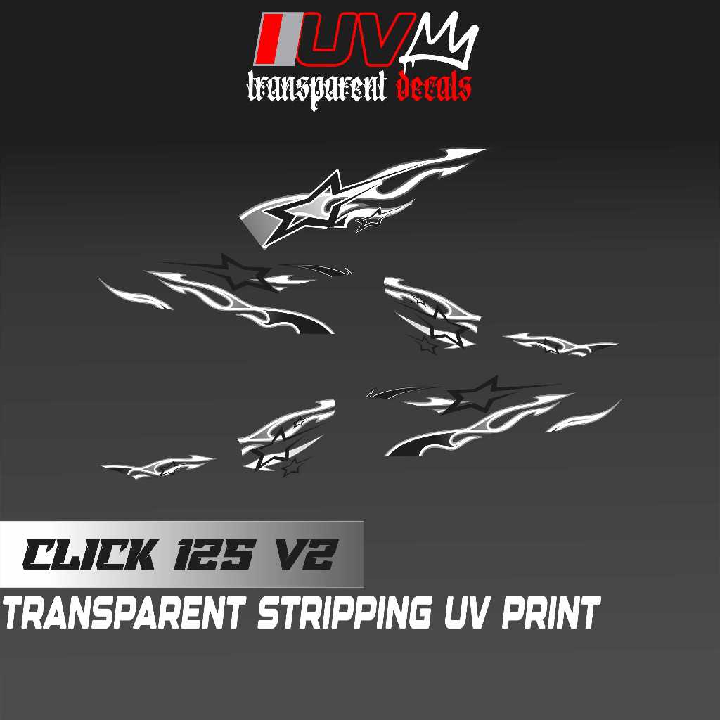 TRANSPARENT UV CLICK 125 V2 RISING STAR DESIGN DECALS | Shopee Malaysia