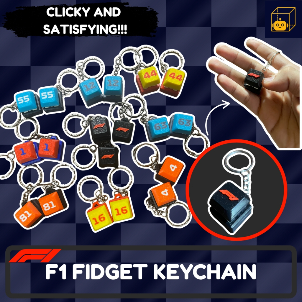 PixelBlock3D Formula 1 F1 2025 Inspired Fidget Keyboard Keychain Anik ...