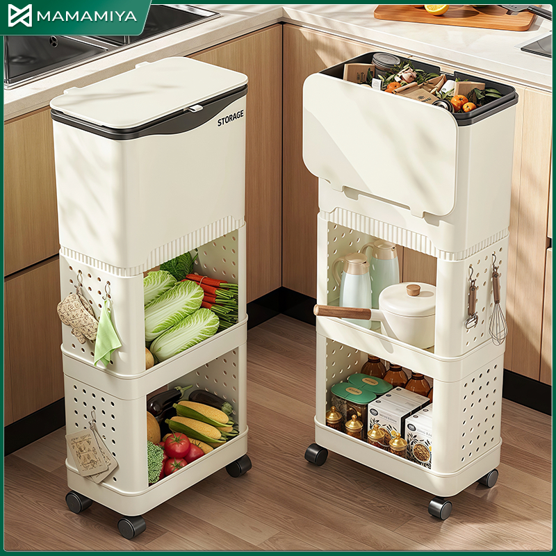 Multi Size Nordic Movable Trash Bin Multifunctional tall with Lid ...