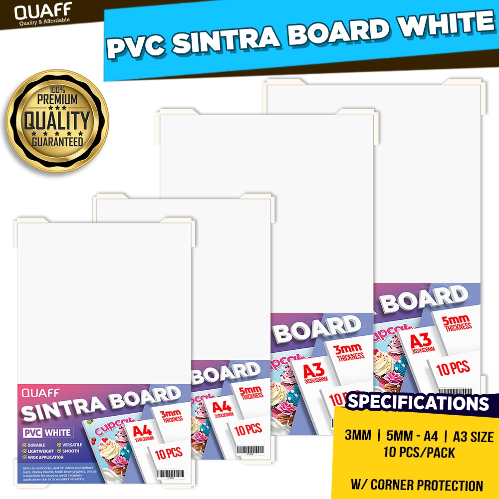 10sheets PVC Sintra Board White With Corner Protection A4 & A3 SIze (Thickness: 5mm | 3mm ...