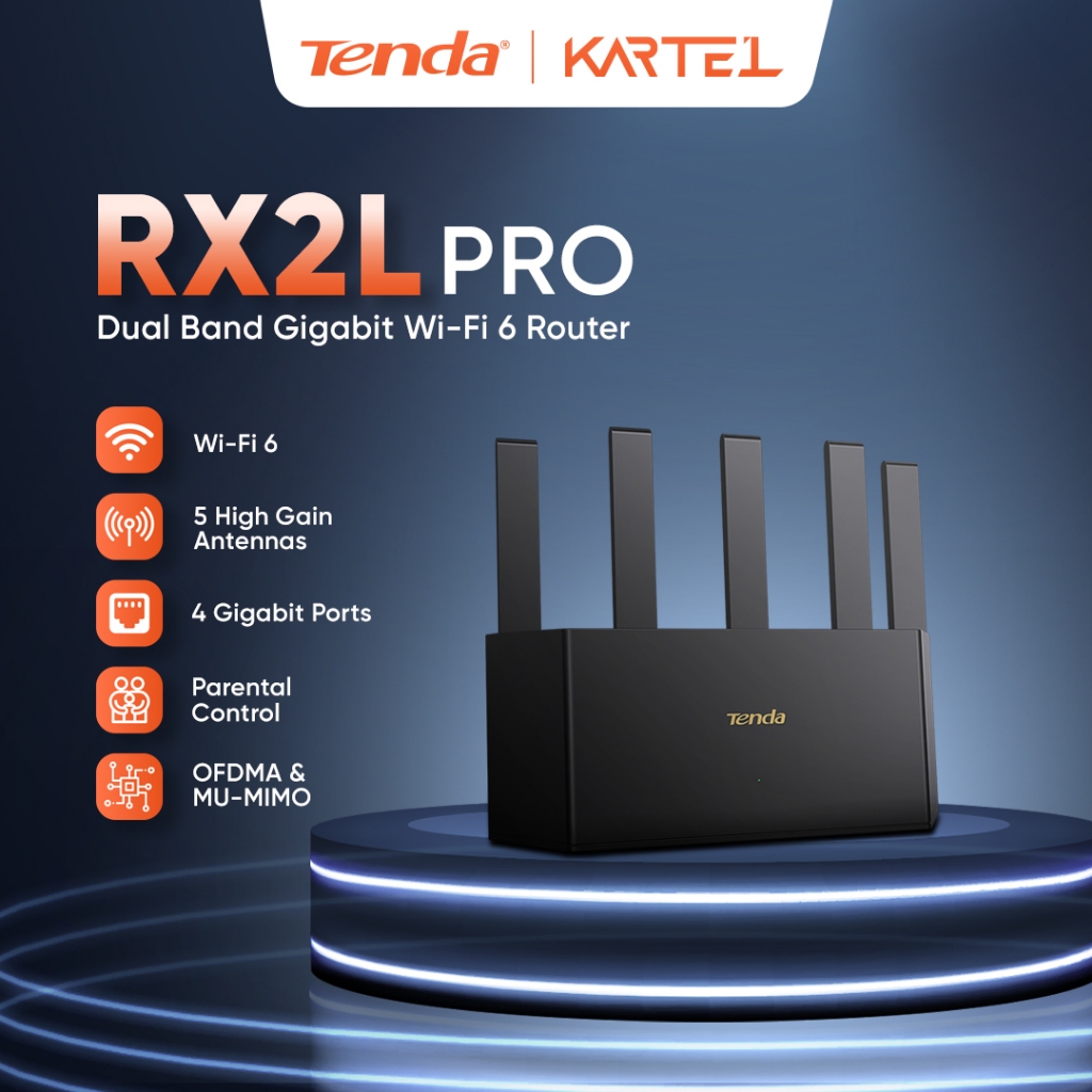 Tenda RX2L Pro AX1500 Wifi 6 Dual Band Gigabit Router | Parental Control | Wifi Extender | IPTV ...
