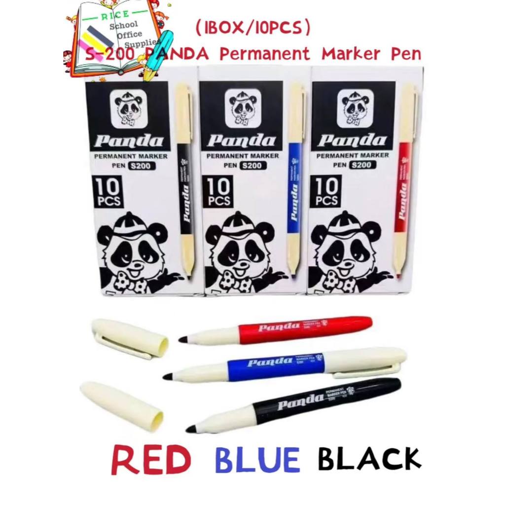 (1BOX/10PCS) PANDA S-200 Permanent Marker Pen (red black blue) | Shopee ...