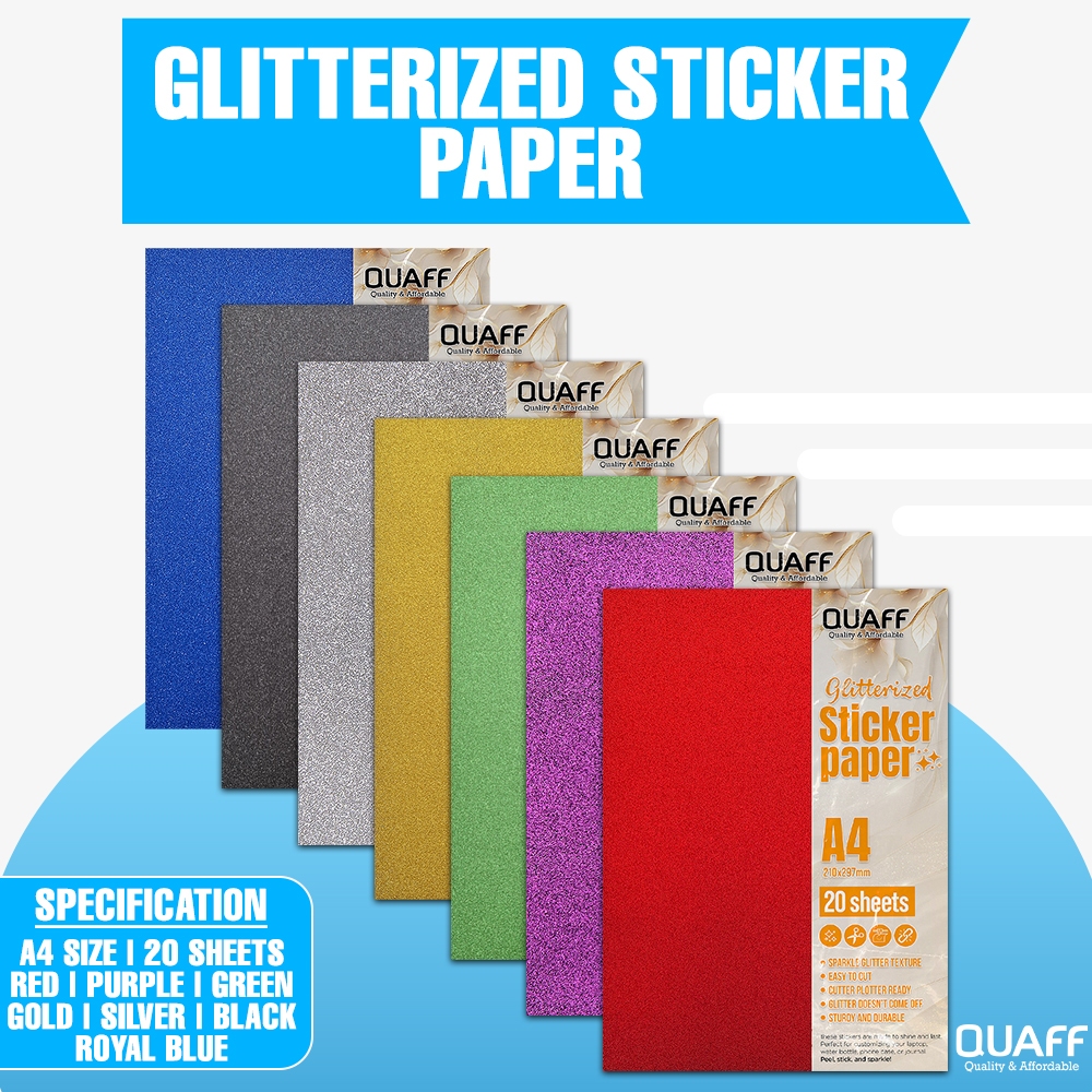 Quaff Glitterized Sticker A4 Size Glittered Sticker for Party Decor or ...
