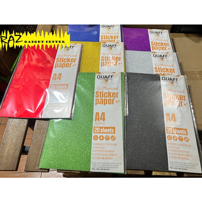 Quaff Glitterized Sticker Paper A4 (210x297mm) 20 Sheets | Shopee Malaysia