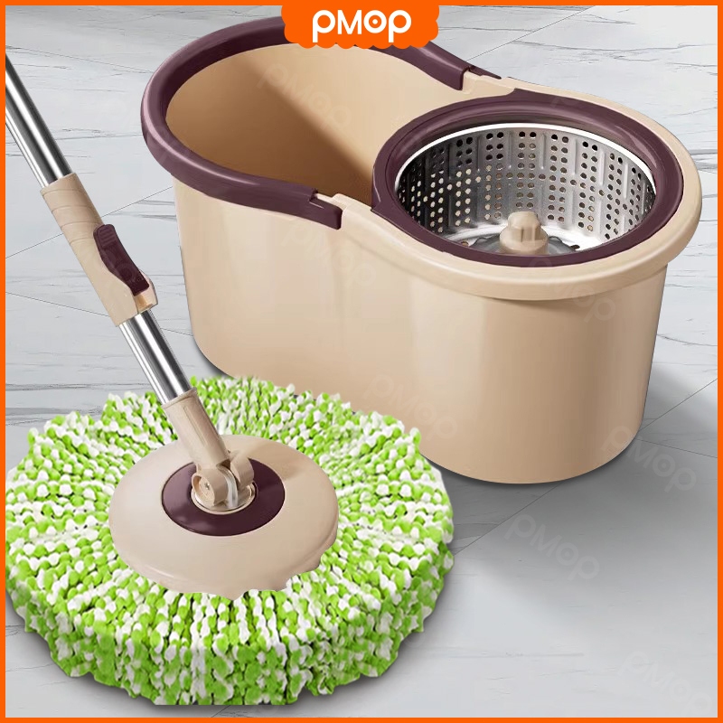 PMOP Brown Mop with Spinner and Bucket Extended rod 360 Easy Rotating ...