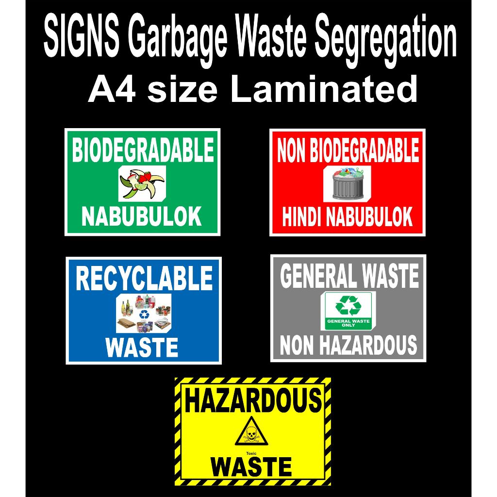 SIGNS Garbage Waste Segregation,Biodegradable Recyclable, A4 size ...
