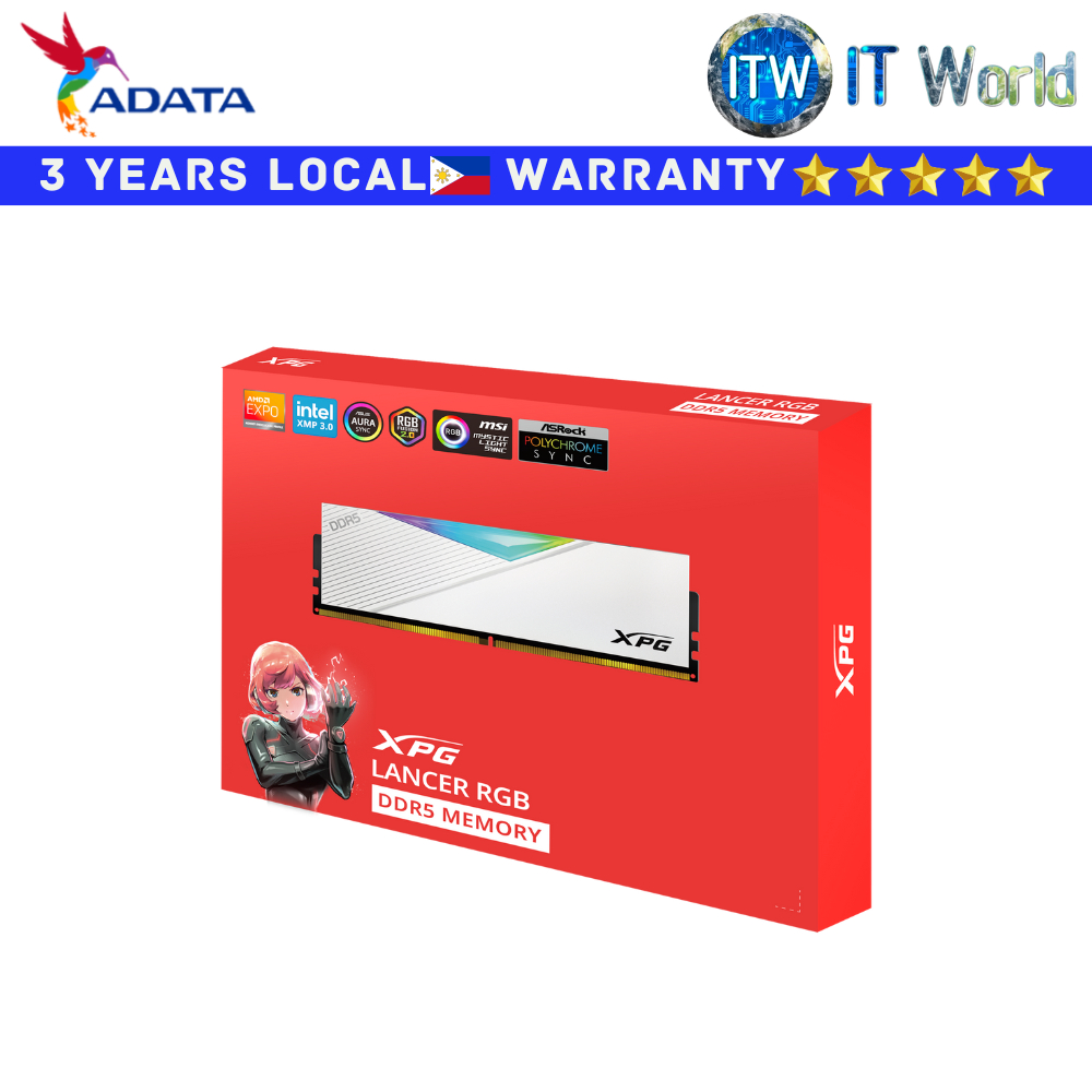 Itw | Adata 32GB(16GBx2) XPG Lancer White RGB DDR5 DRAM UDIMM Module ...