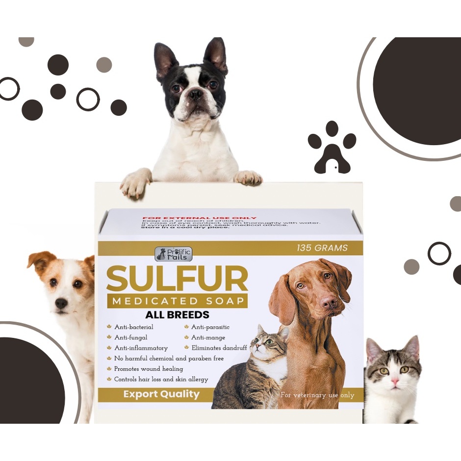 LKJ-Prolific Sulfur Medicated Soap For Cats & Dogs 135g Anti Parasitic ...