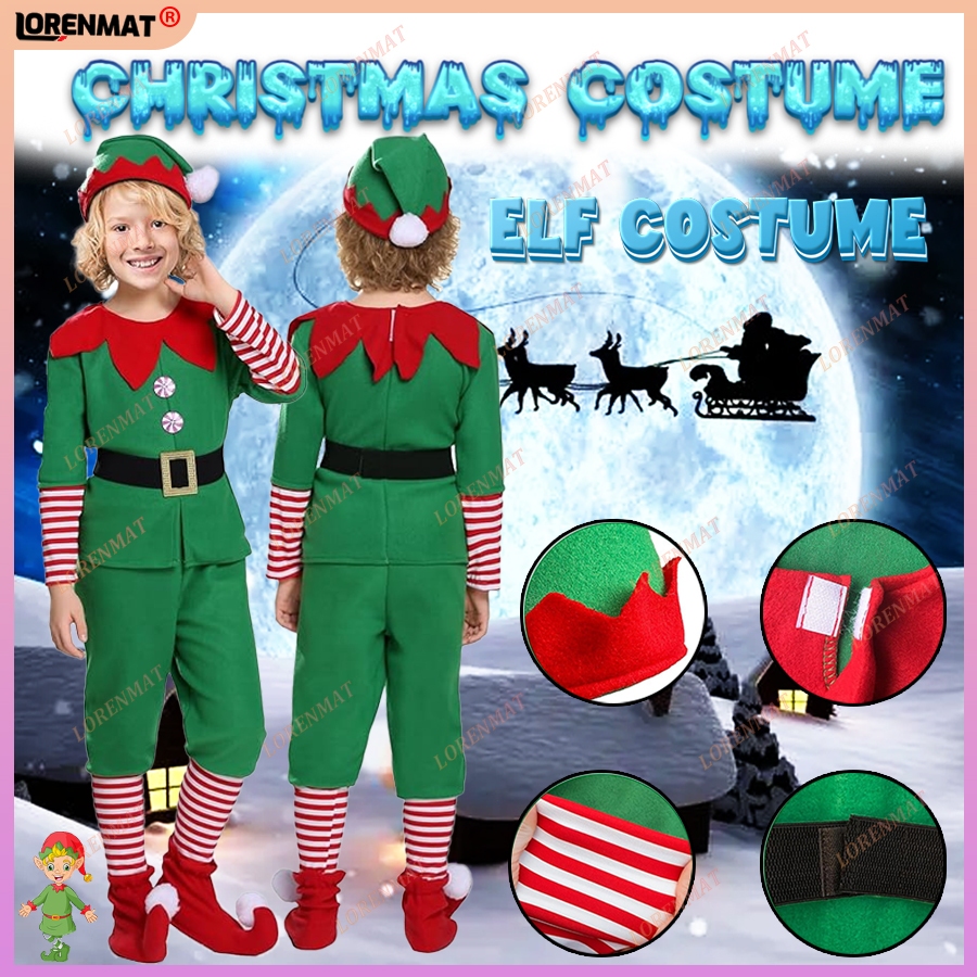 Halloween Green Elf Costume For Kids Boy Christmas Costume Set Cosplay ...