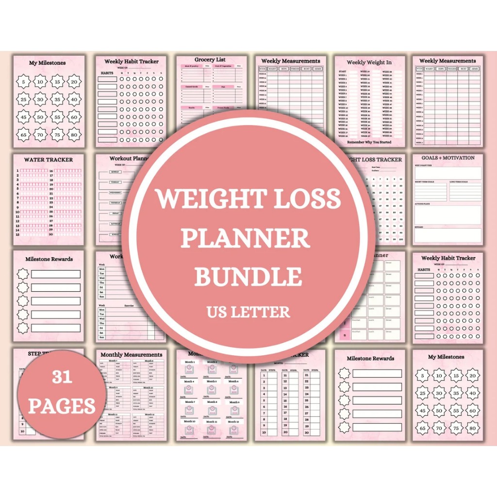 Digital Planner, Weight Loss Tracker | Weight Loss Planner| Weight ...