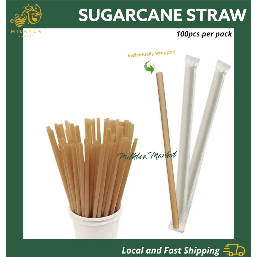 Sugar Cane Straw Individually Wrap 6mm thin straw coffee straw ...