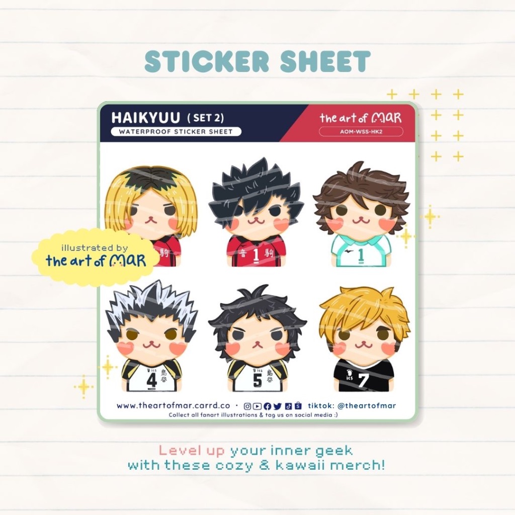 Haikyuu SET 2 chibi sticker sheet by The Art of Mar | waterproof ...