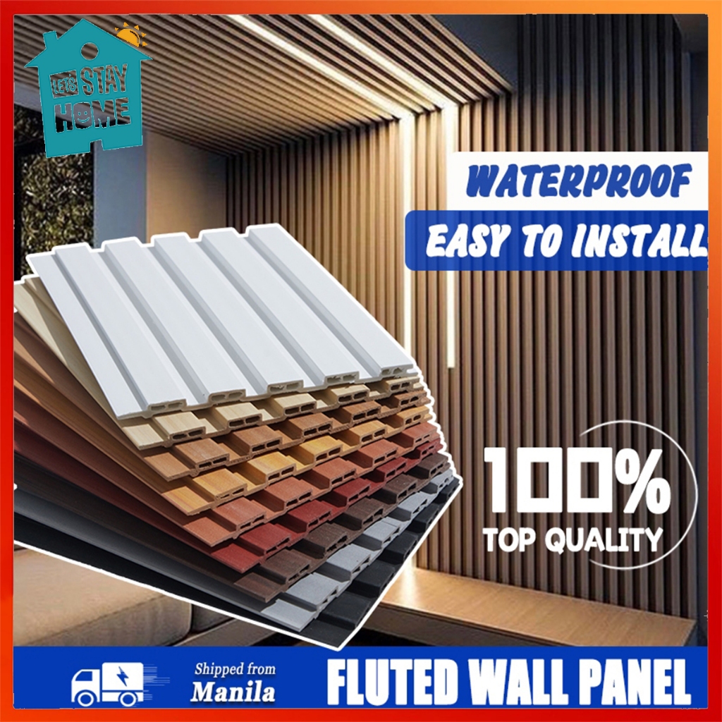 WPC Fluted Wall Panel Sticker Waterproof Grille Design Ecological Board ...