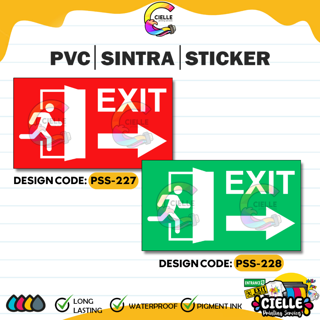PVC SINTRA STICKER SIGNAGES (PSS-227&PSS-228) - EXIT SIGNAGE for ...