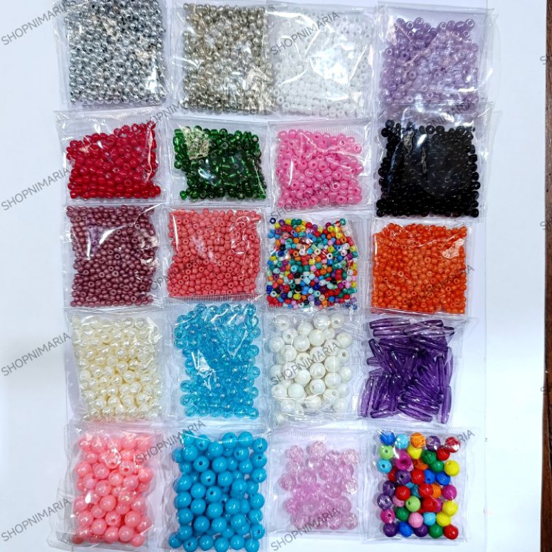 BEADS BUNDLE FOR 3mm / 4mm Seed beads, 6mm / 8mm Beads /Wood, Acrylic Beads | Shopee Malaysia