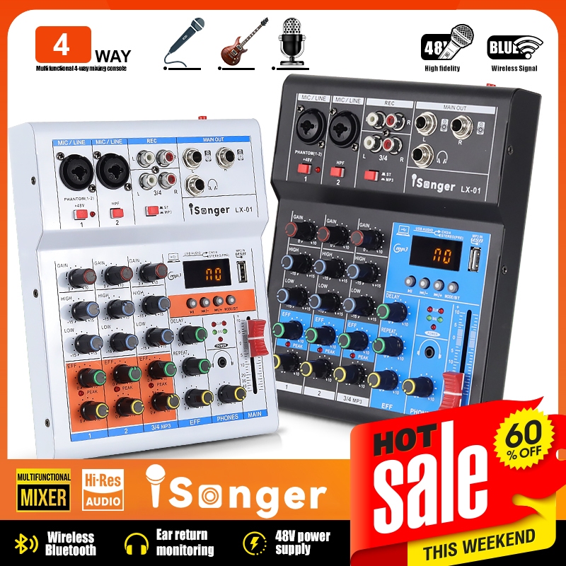 Portable Audio Mixer With 2/4/6 Channels, USB DJ Sound Card Recording ...