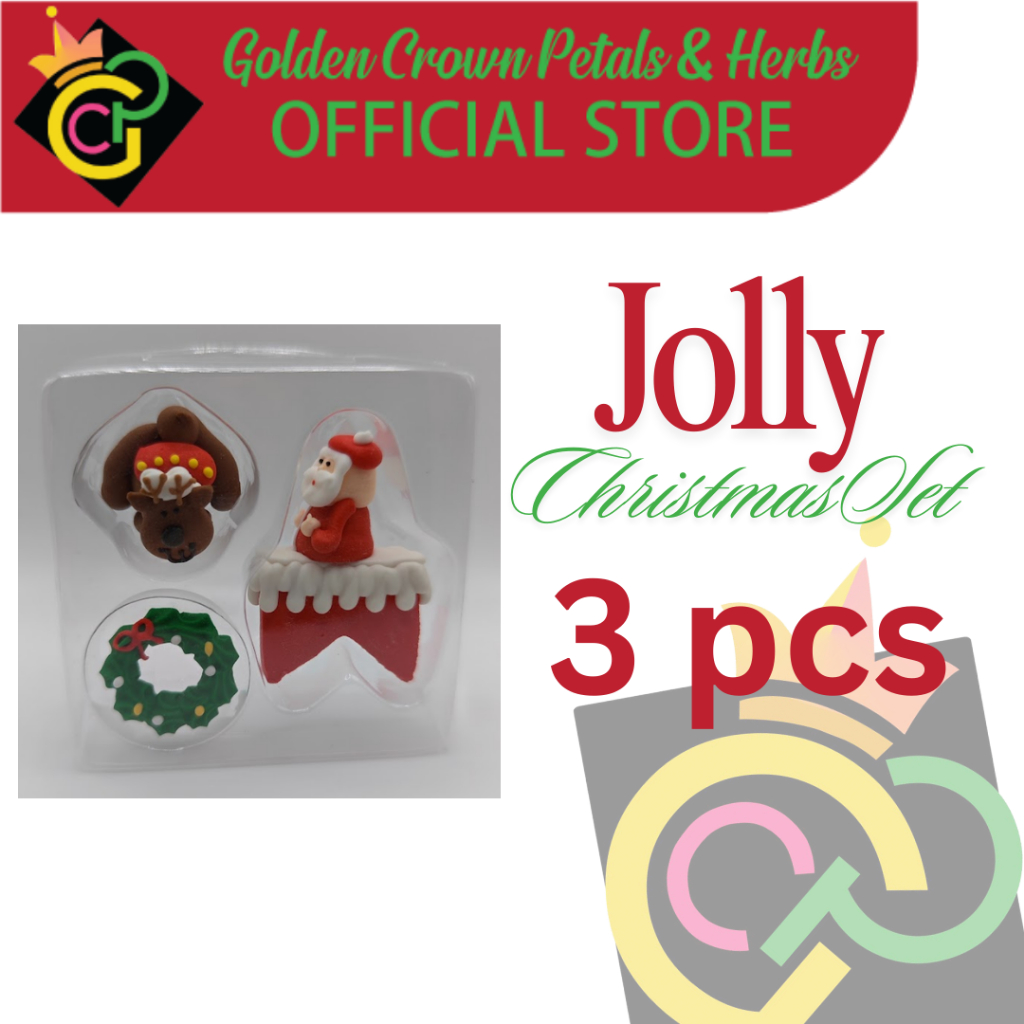 JOLLY Christmas 3pcs ROYAL ICING Edible Cake Cupcake Topper | Shopee ...