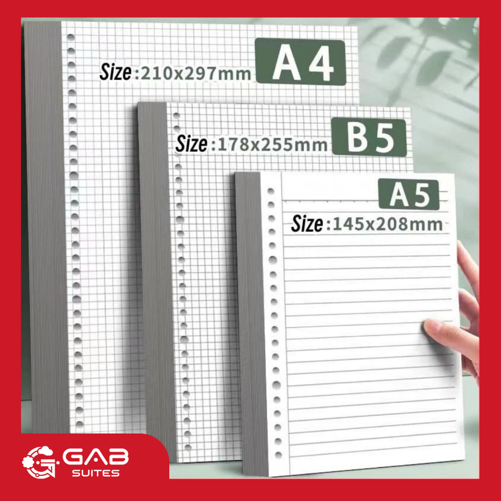 A5/B5/A4 Binder Notebook Refill - 20 Sheets, Line/Grid/Blank ...