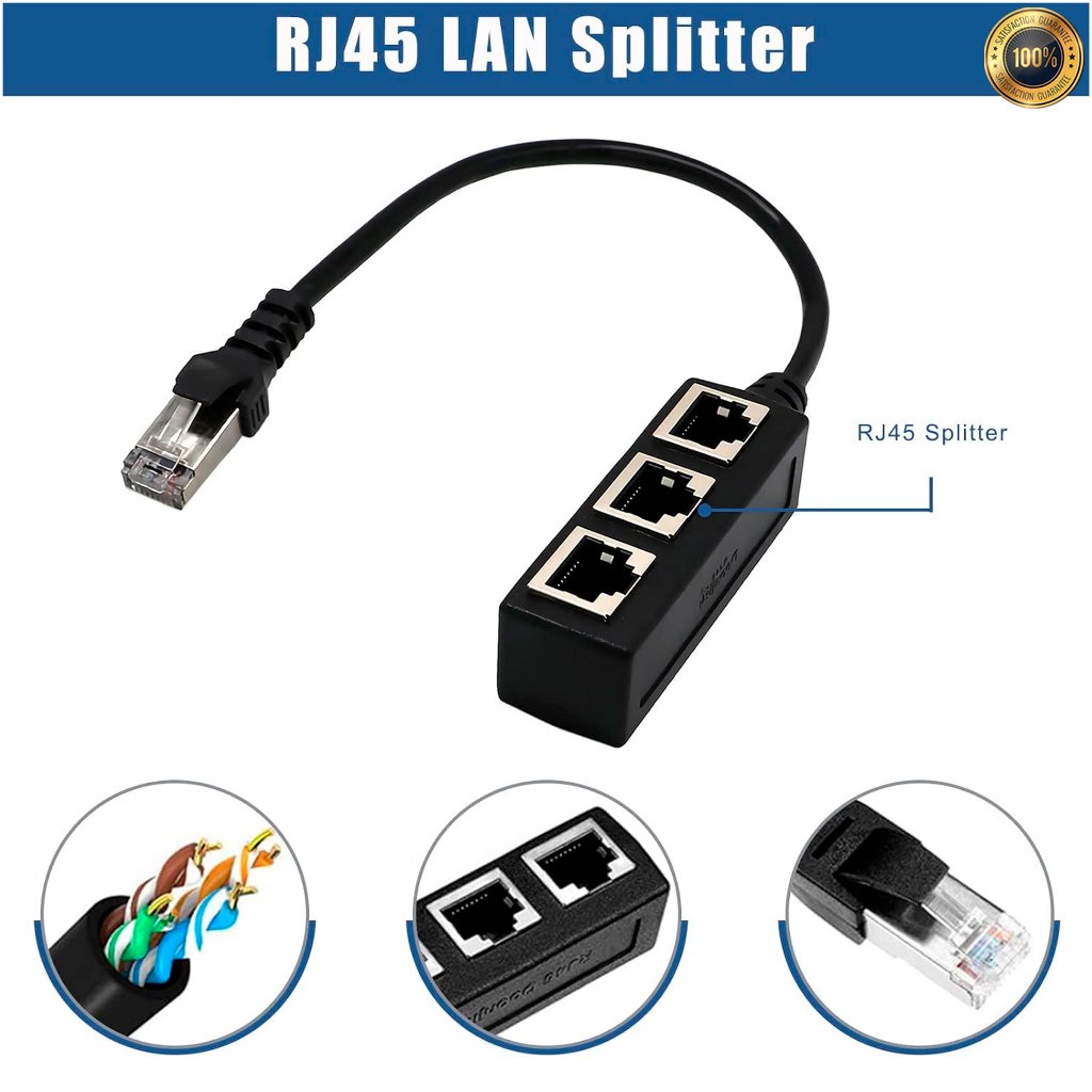 Ethernet Splitter, RJ45 1 Male to 4 x Female LAN Ethernet Splitter ...